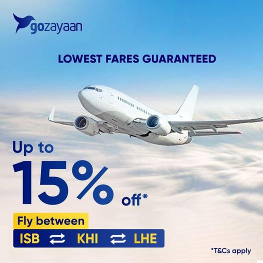 GoZayaan PK Limited time Offer! Fly between the main cities @ Upto 15% off | What's On Sale